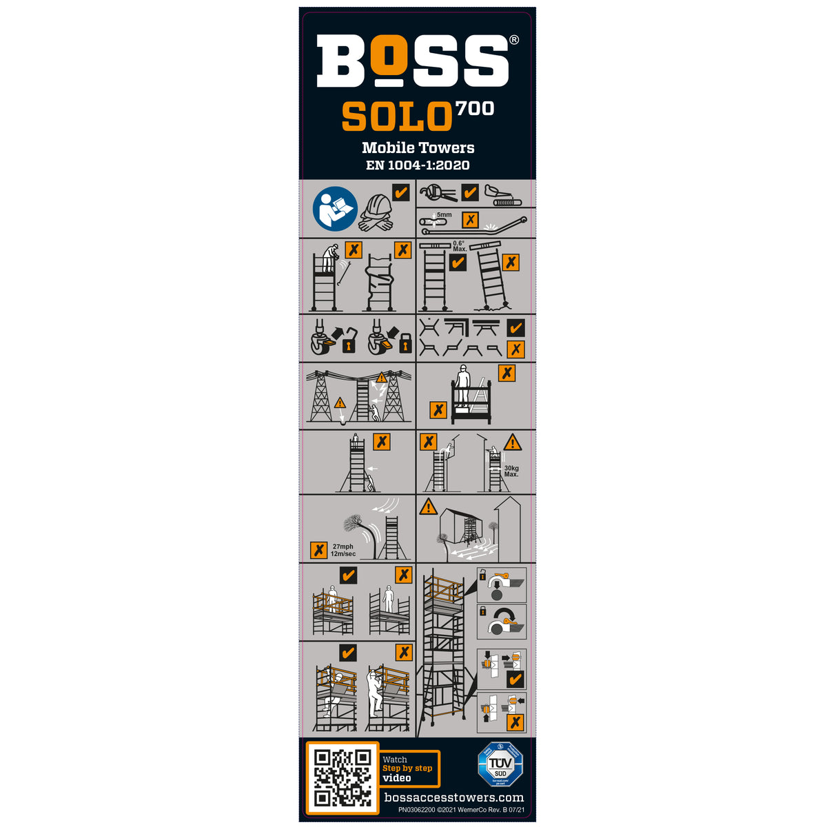 BoSS SOLO 700 End Frame Safety Label – Werner UK Sales & Distribution Ltd